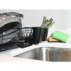 3 Pc Black Dish Drying Rack Set | Dish Rack | Sink Drying Rack | Dish Drainer | Sink Dish Rack (Matt Black)
