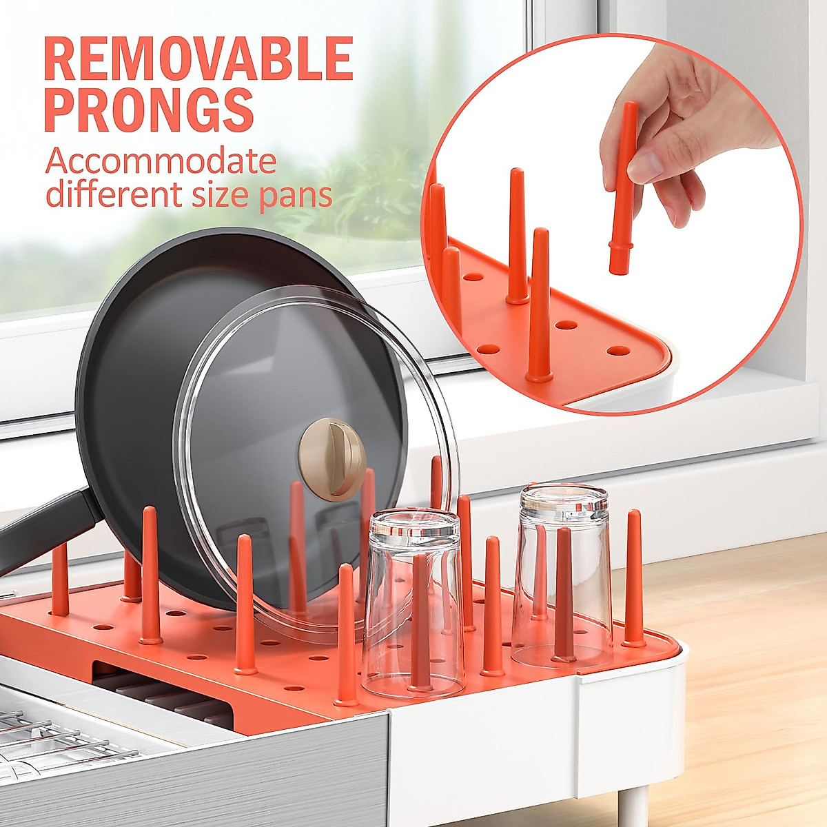 TOOLF Dish Rack, Extendable Dish Drainer, Modern Dish Drying Rack 2 in 1 Design. Expandable Drain Board in Sink, Stainless Steel Dish Racks for Kitchen Counter Utensils,Plates,Pans,Pots Organizer