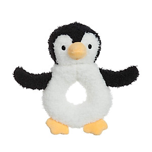Apricot Lamb Baby Lovey Penguin Soft Rattle Toy, Plush Stuffed Animal for Newborn Soft Over 0 Months (Black Penguin, 6 Inches)