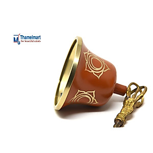 Tibetan Buddhist Meditation Bell Chakra Color - Bell of Enlightenment from Nepal 8 Inches Including free Box … (ORANGE)