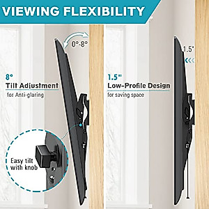 MOUNTUP Tilting TV Wall Mount TV Bracket for Most 26-55 Inch LED LCD OLED Flat/Curved TVs, Low Profile TV Mount Save Spacing - Fits 12" to 16" Studs, Max VESA 400x400mm up to 99 LBS, MU0007