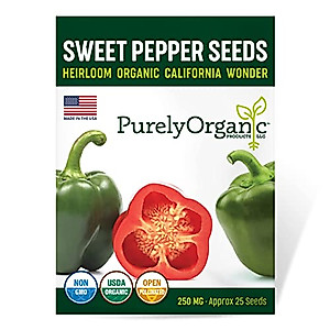 Purely Organic Products Purely Organic Heirloom Sweet Pepper Seeds (California Wonder) - Approx 35 Seeds