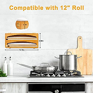 Besititli Foil and Plastic Wrap Organizer with Cutter, 2 in 1 Wrap Dispenser, Bamboo Foil Organizer for Drawer, Aluminum Foil Dispenser, Plastic Wrap Dispenser for Kitchen Organization and Storage