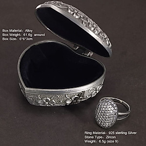 Genuine 925 Sterling Silver Twilight Women's Ring Micro Pavé Zircon Ring with a Jewelry Heart Box, Breaking Dawn Bella Swan engagement ring (7)