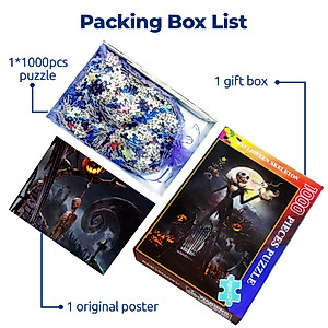 Jigsaw Puzzle 1000 Piece Wooden Puzzle Halloween Picture Family Decorations, Unique Birthday Present Suitable for Teenagers and Adults