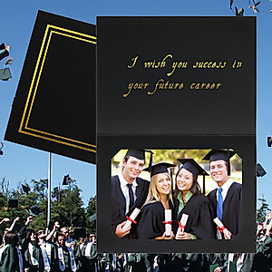 Fainne 100 Pcs Photo Folders for 4x6 or 5x7 Pictures Photo Frame Note Cards Paper Greetings Cardboard Picture Frame Photo Inserts Cards Picture Insert Notecard for Portraits Graduation Wedding (Black)