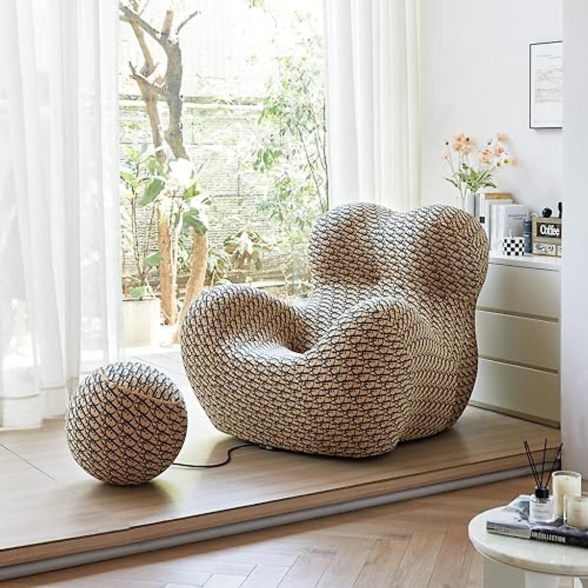 Tosaronia Modern Lazy Sofa Fireside Chair Floor Sofa B&B Italia Minimalist High-Density Foam Floor Couch Upholstered Lazy Couch Bubble Couch for Living Room Bedroom Brown