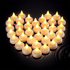 72 Pieces Led Flameless Floating Candles Waterproof Floating Flickering Tealight Candles Battery Operated Votive Tealights for Wedding Centerpiece Christmas Valentine's Day Party Decor (Warm White)