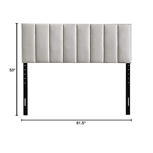 DG Casa Sierra Tufted Upholstered Vertical Channel Adjustable Height Headboard, Queen Size in Beige Polyester Blend Fabric