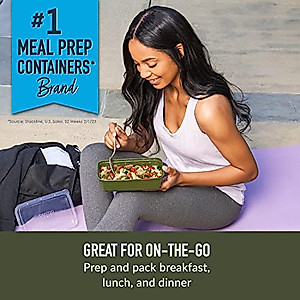 Bentgo® Prep 1-Compartment Containers - 20-Piece Meal Prep Kit with 10 Trays & 10 Custom-Fit Lids - Durable Microwave, Freezer, Dishwasher Safe Reusable BPA-Free Food Storage Containers (Khaki Green)