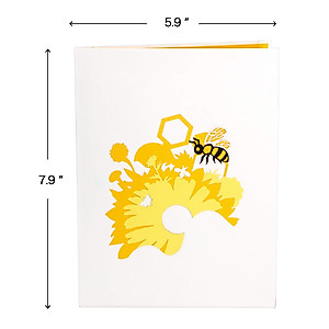 Ribbli Bee & Flower Handmade 3D Pop Up Card,Greeting Card,Mothers Day Card,Thank You Card,Bumble Bee Card,Floral Card,For Birthday,Anniversary,Congratulations,All Occasion,with Envelope