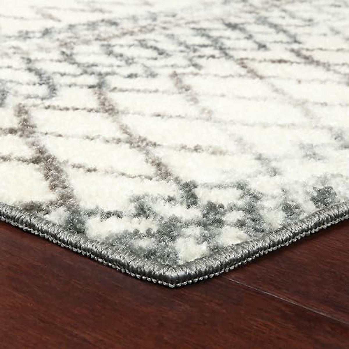 Maples Rugs Abstract Diamond Modern Distressed Kitchen Rugs Non Skid Accent Area Floor Mat [Made in USA], 1'8 x 2'10, Neutral