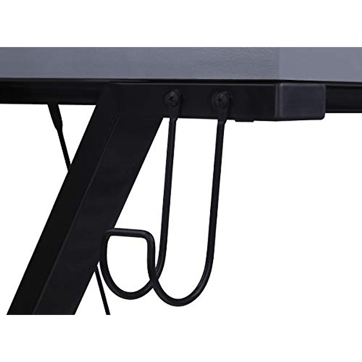 OSP Home Furnishings Checkpoint Battlestation L Shaped Gaming Desk with RGB LED Lights, Black