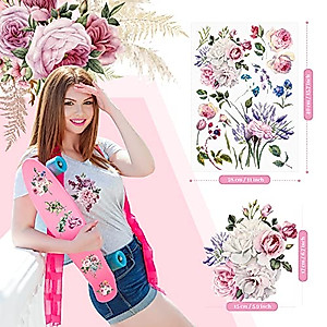 6 Sheets Spring Flowers Rub on Transfers Vintage Rose for Furniture Bird Flower Rub on Decals Wood Crafts DIY Arts Large Transfer 16 x 12 Inches(Flower Style)