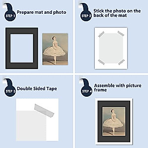 Mat Board Center, Pack of 10, 11x14 Black Color White Core Picture Mats for 8x10 Photos