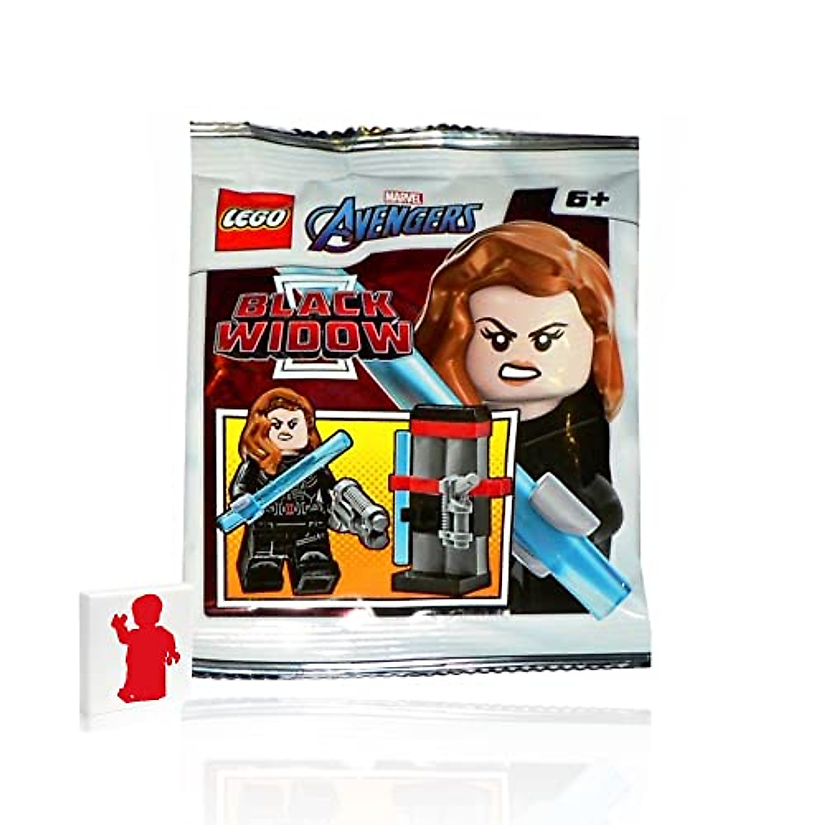 LEGO Marvel Super Heroes Avengers Tower Battle Minifigure - Black Widow (Printed Arms) with Weapons Stand