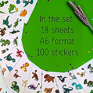 100 Pcs Cute Dinosaur Stickers for Kids, Waterproof Vinyl Dino Stickers for Water Bottles, Dinosaur Birthday Party Favors, Childrens Laptop Decals