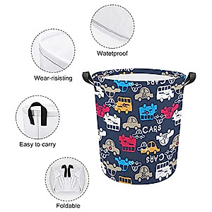 Cars Oxford Cloth Laundry Basket with Handles Storage Basket for Toy Organizer Kids Room Nursery Hamper Bathroom