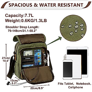 VASCHY Messenger Bag Small, Canvas Water Resistant Crossbody Shoulder Bag Purse for Men and Women Green