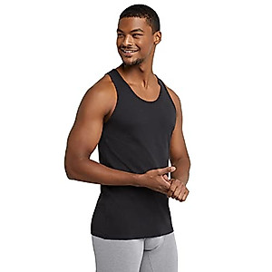 Hanes Men's Originals Stretch Cotton Pack, Moisture-Wicking Tank Tops, Tagless, 3-Pack, White/Tan/Black