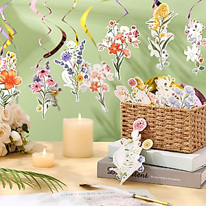 Trandraft 36 Pcs Wildflower Hanging Swirl Decorations Floral Wedding Flower Birthday Baby Shower Party Decorations Hanging Swirls for Home Classroom Flower Garden Themed Party Supplies for Women