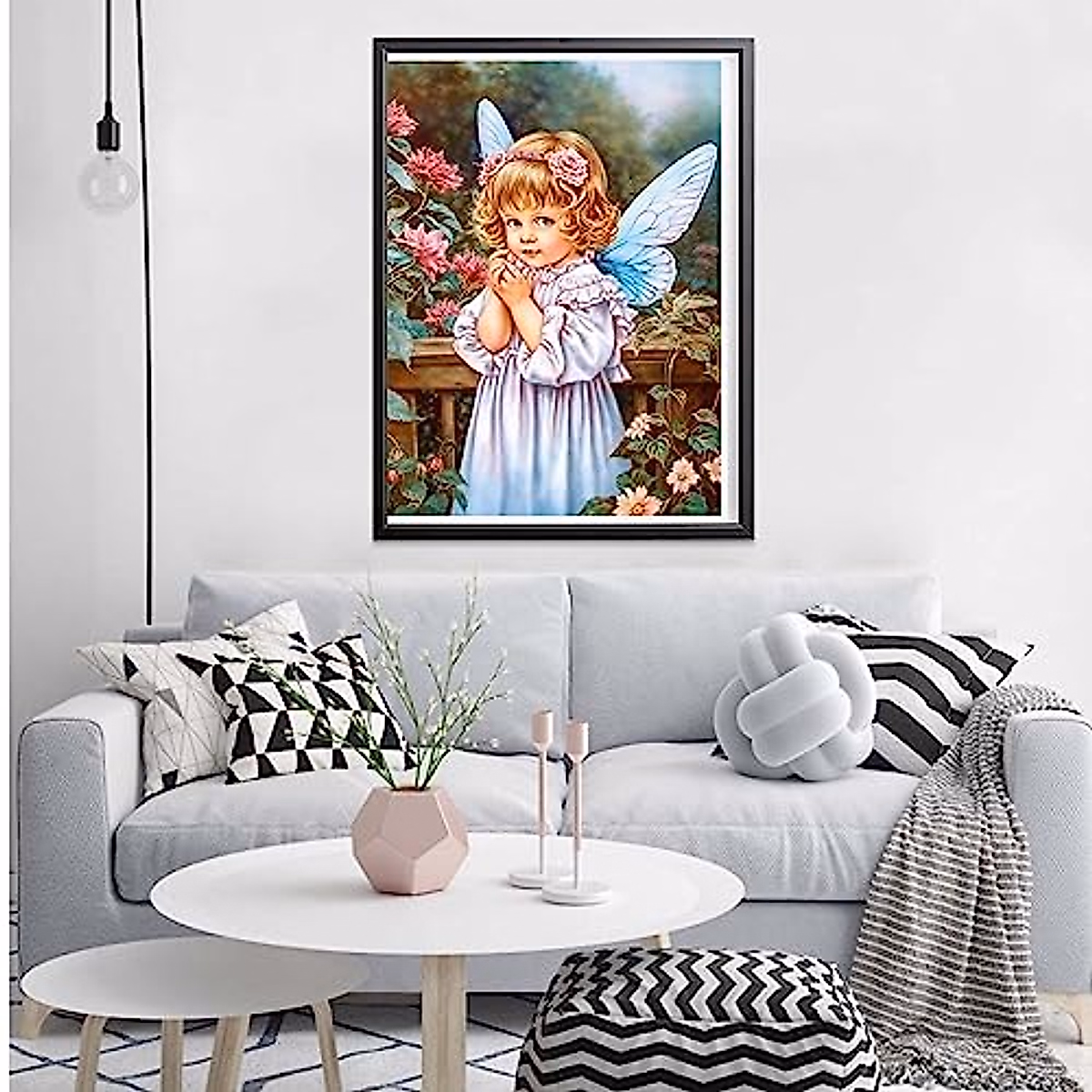Sheehow 5D Diamond Painting Kits for Adults Angel Girl, Full Drill Diamond Art Flower Wings, Gem Pictures by Numbers Art, DIY Cross Stitch Jewel Art Rhinestone Craft for Home Wall Decor 12X16 inch