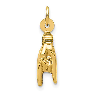 Jewelry Stores Network 14k Yellow Gold Rock On Hand Symbol Pendant 22 mm x 5 mm
