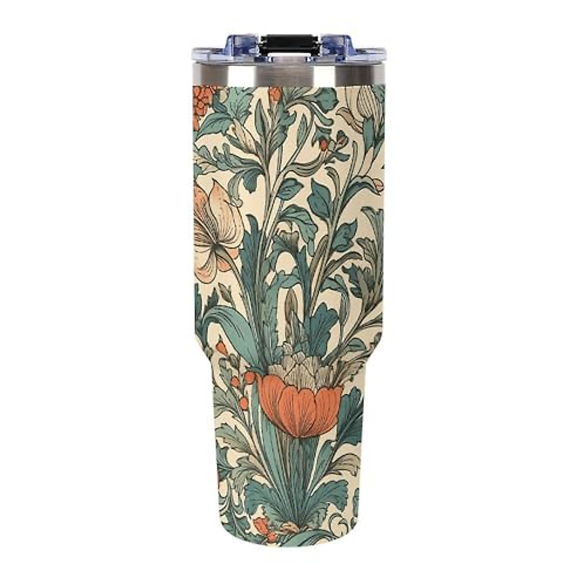 RTFGHJS 40 Oz Tumbler Green Floral Pattern Insulated Tumbler Travel Coffee Mug with Straw Lid Stainless Steel Water Bottle Vacuum Insulated Tumbler for Sport Work Car Travel Weekends