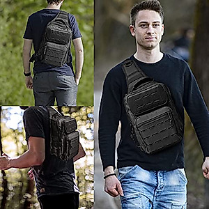 WINCENT Tactical Sling Bag Pack Military Rover Shoulder Sling Backpack Molle Assault Range Bag EDC Diaper Bag Day Pack Black