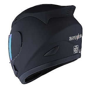 1Storm Motorcycle Bike Full Face Helmet Mechanic Skull: HJDJ11 Matt Black