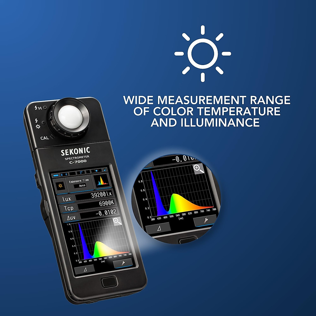 Sekonic C-7000 Spectrometer Spectrum Analyzer Bundle Kit - Portable Handheld Tool for Precision Color Control & Interpretation for Home, Designer's Firm, Engineering Lab & Industrial Use