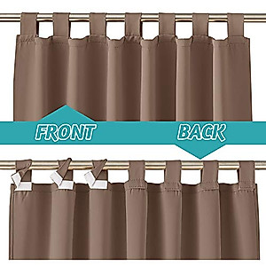 RYB HOME Patio Curtains Outdoor 2 Panels - Detachable Top Waterproof Outdoor Blackout Curtains Drapes for Porch Pergola Gezebo Cabana Sun Room Deck, Width 52 x Length 84, Mocha