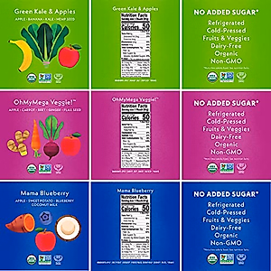 Once Upon a Farm | Organic Farmer's Finest Sampler | Mango, Veggie, Strawberry, Blueberry, Avocado, Kale Apple, Strawberry Banana, Berry | Cold-Pressed | No Sugar Added | Dairy-Free Plant Based | Variety Pack of 24