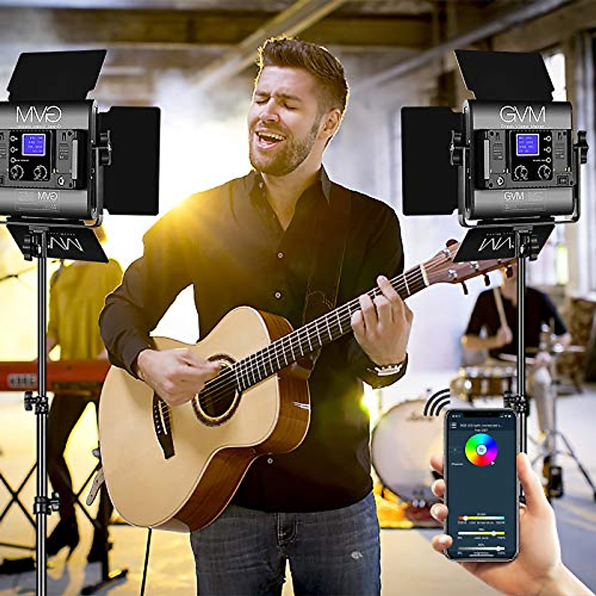 GVM RGB Led Video Light, 2PCS Video Lighting Kit with APP Control, 40W Photography Lighting Led Panel Light with 8 Kinds of The Scene Lights for Studio YouTube, 3200K-5600K, CRI 97+