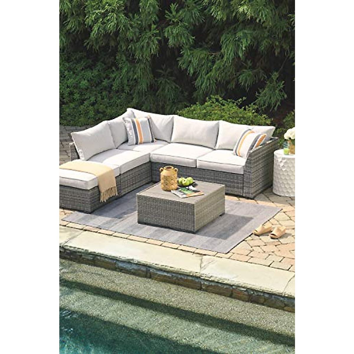Signature Design by Ashley P301-070 Cherry Point Seating Set of 4 Conversational Set, Gray