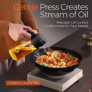 YARRAMATE Oil Sprayer for Cooking, 2 in 1 Olive Oil Dispenser Bottle for Kitchen, 16oz/470ml Premium Glass Oil Bottle, Food-grade Oil Mister for Air Fryer, Salad, Frying, BBQ (Black)