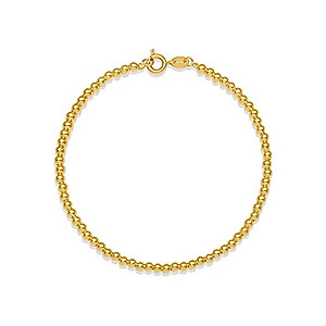 Amazon Essentials 14K Gold Plated Small Ball Chain Bracelet 7.5", Yellow Gold