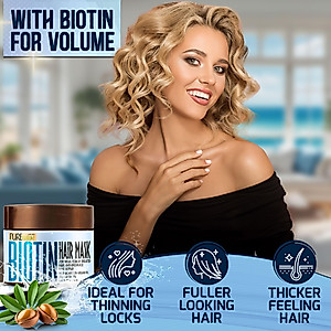 Biotin Hair Mask - Deep Conditioner with Collagen and Keratin for Dry, Damaged and Curly Hair - Fine Conditioning Moisturizer Treatment for Strengthening - Hydrating Care Products for Women and Men