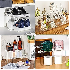 Fixwal 6pcs 2 Set Acrylic Risers for Display Clear Acrylic Riser Display Stands Acrylic Display Risers for Show Funko Pop Figures, Cupcake, Jewelry, Toys, Perfume and More