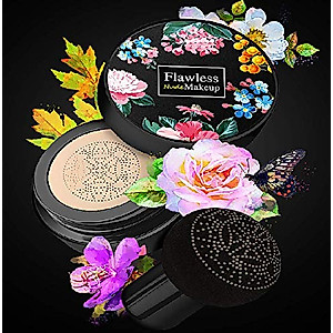 nvyue Mushroom Head Air Cushion CC Cream Natural Mushroom Head Foundation,Moisturizing BB Cream Makeup Long Lasting Matte Concealer Even Skin Tone Makeup Base Prime(Natural)