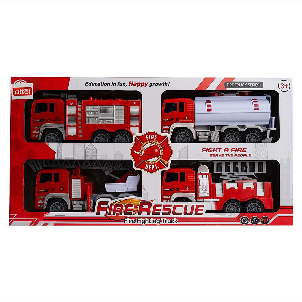 Altoi Fire Truck Toy for Kids and Toddlers- Kids Toy Trucks for Pretend Play- Fire Rescue Toy- Fire Fighting Truck Toys- Vehicle Toys