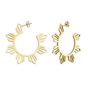 Philippines Sun Hoop earrings, Pinoy Pride jewelry, (Gold Open Hoop)