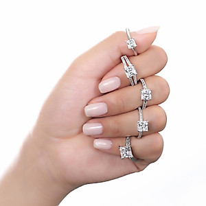 BERRICLE Sterling Silver Solitaire Wedding Engagement Rings 2 Carat Princess Cut Cubic Zirconia CZ Split Shank Ring for Women, Rhodium Plated Size 6