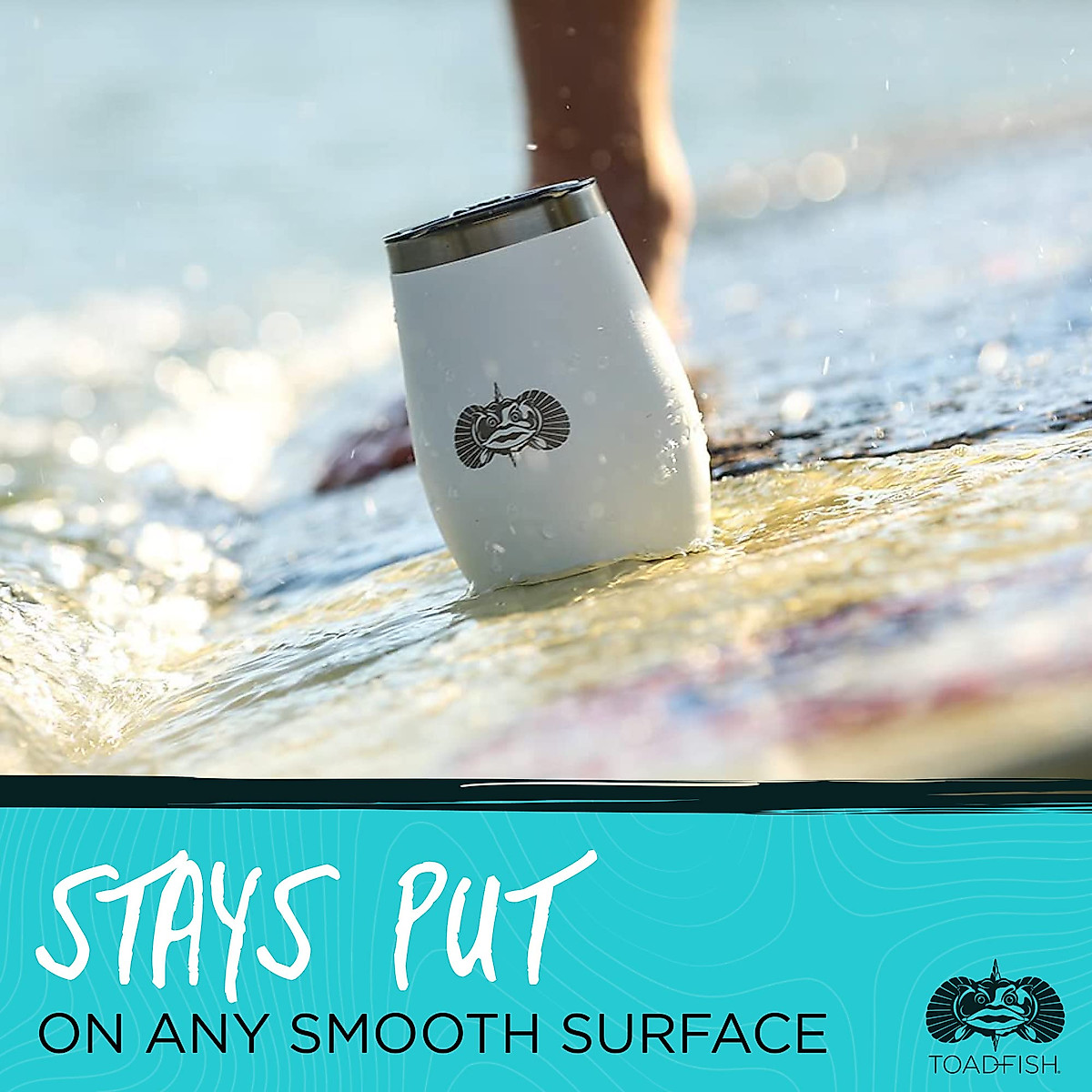 Non-tipping 10oz Double Wall Insulated Stainless Steel Stemless Travel Wine Tumbler w/Easy Slide Lid - White