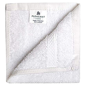 Pleasant Home Washcloths Set - 24 Pack (12” x 12”) – 570 GSM- 100% Ring Spun Cotton Wash Cloth - Super Soft and Highly Absorbent Face Towels (White)