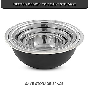 JoyJolt Stainless Steel Mixing Bowl Set of 6 Mixing Bowls (Black). 5qt Large Mixing Bowl to 0.5qt Small Metal Bowl. Kitchen, Cooking and Storage Nesting Bowls. Dough, Batter and Baking Bowls