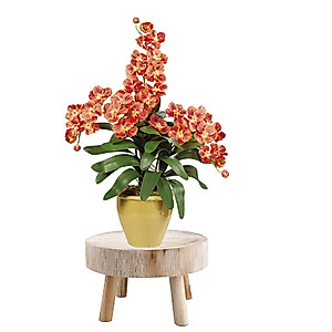 UNIE Mini Wooden Stool Round Garden Flower Display Stand Decorative Short Stool for Indoor Outdoor Office Dining Room