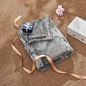 NEWCOSPLAY Super Soft Throw Blanket Premium Silky Flannel Fleece Leaves Pattern Lightweight Blanket All Season Use (Multi Grey, Throw(50"x60"))