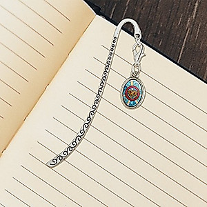 Flying Spaghetti Monster Stained Glass Metal Bookmark Page Marker with Oval Charm
