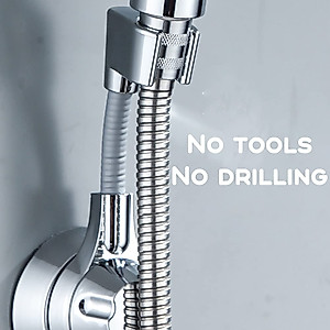 360° Shower Head Holder Adjustable Handheld Showerhead Bracket Adjustable Shower Holder, Removable No-Punching Wall Mounted Shower Head Bracket (Black)